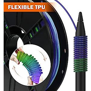 ERYONE Filament TPU 1.75mm +/-0.05mm for 3D Printer, 95A, 0.5kg (1.1 LBS) / Spool, Sea Glass Rainbow