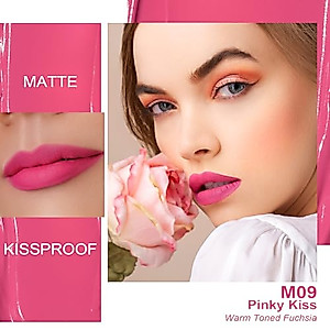 Oulac Matte Liquid Hot Pink Lipstick for Women, Long Lasting Lipstick Waterproof Lip Stain, No Transfer, Creamy High Pigmented Formula with Rose Oil, Vegan & Cruelty-Free, Pink M09