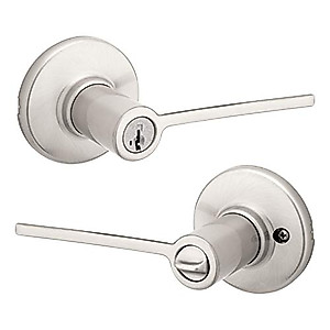 Kwikset Ladera Door Lever Keyed Entry Door Handle , Round Rose in Satin Nickel