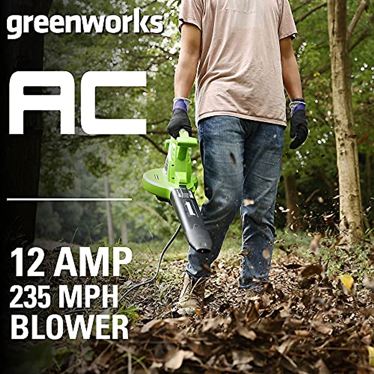 Greenworks 12 Amp 235MPH Variable Speed Corded Blower/Vac includes Metal Repeller, 24072
