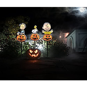 ProductWorks 22-Inch 3-Piece Flat Peanuts Characters Pumpkin Pathway Markers with Pre-Lit LED Lights