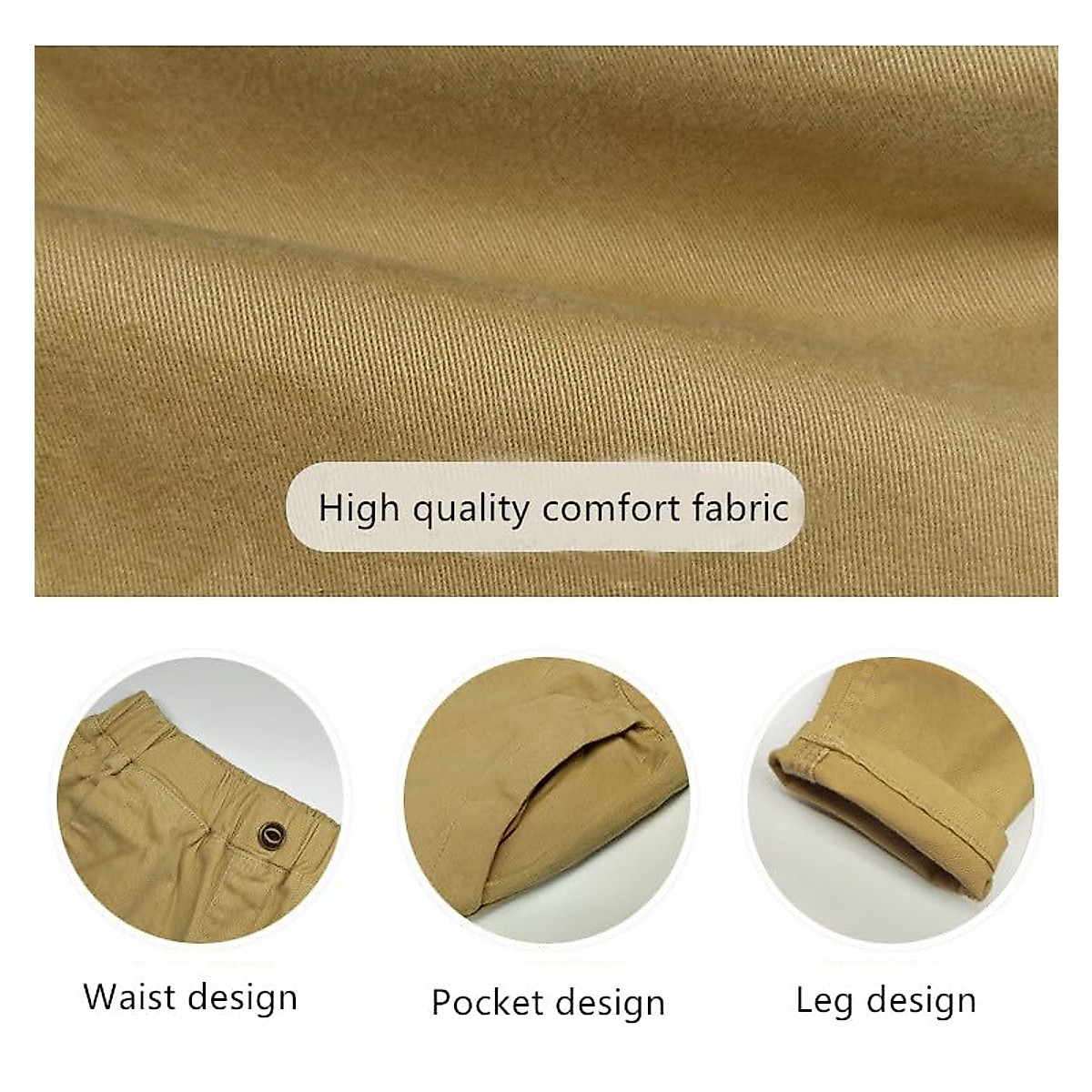 Deniy Baby Boys Cotton Linen Thin Casual Slim Pants, Khaki, 1-2T