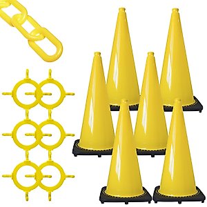 Mr. Chain Traffic Cone and Chain Kit, Yellow, 28-Inch Height (93202-6)