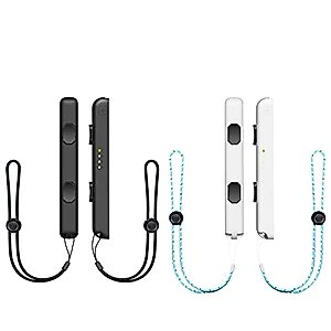 D.Gruoiza Strap Compatible with Switch Joycon Straps, Replacement for Wrist Straps 4 Pack Support Adjustable Tightness (Black and White)
