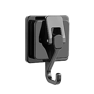 Khdrvok Heavy Duty Vacuum Square Cup Hook, Easy to Install and Remove, Black- Plated Plished Super Suction for Kitchen， Bathroom and Restroom, 2Pack