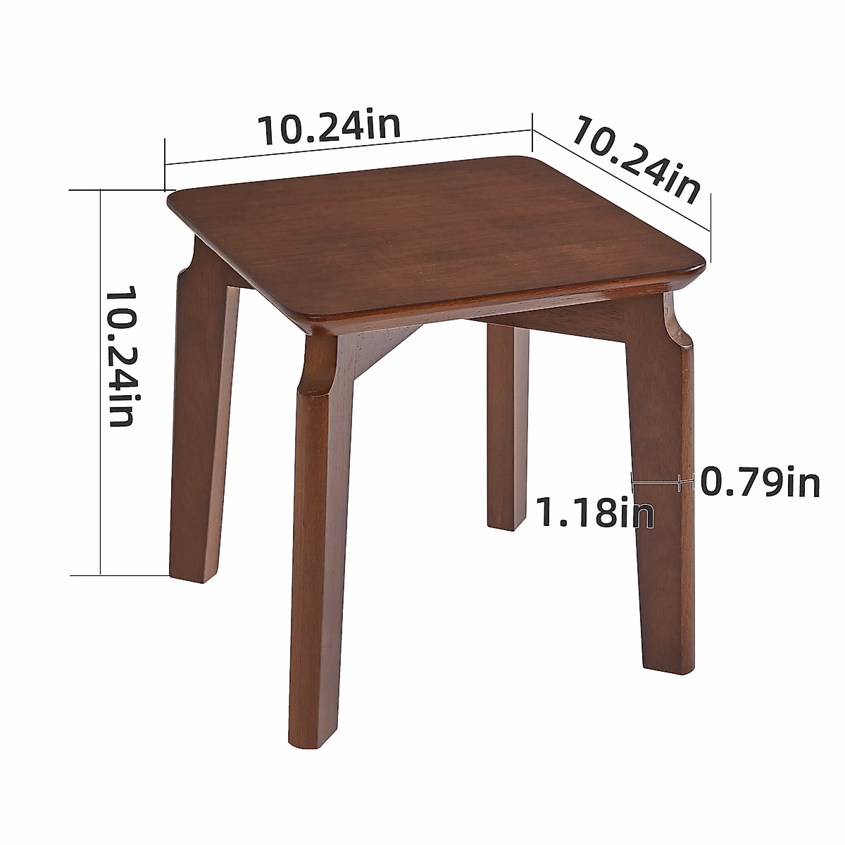 Aibiju Foot Stool 10inch, Mini Table Desktop Shelf, Wood Riser for Kitchen, Milking Stand, Toddler Step Stool, Small Short Stool, Holds up to 300lbs, Walnut Color SD-1002