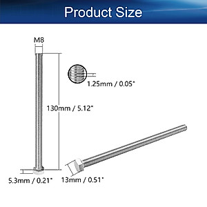 Yinpecly M8 Hex Bolt M8-1.25 x 130mm UNC Hex Head Screw Bolts 304 Stainless Steel Fully Threaded Hex Tap Bolts 5pcs