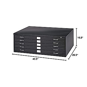 Safco Products Flat File for 36" W x 24" D Documents, 5-Drawer (Additional Options Sold Separately), Black