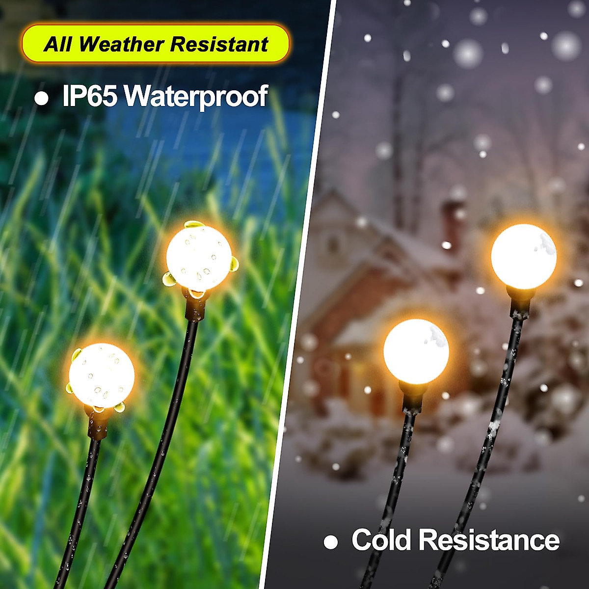 48 LED 4 Packs Solar Garden Lights, Firefly Lights Solar Outdoor Waterproof, Swaying Outdoor Lights with 2 Modes, High Flexibility Iron, Solar Powered Yard Patio Walkway Pathway Decoration, Warm White