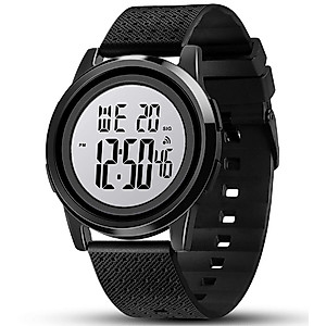 YUINK Mens Digital Watch Ultra-Thin Sports Waterproof Simple Watch Stainless Steel Wrist Watch for Men Women