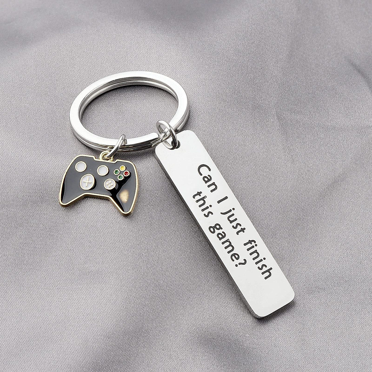 TGBJE Game Controller Keychain - Funny Gamer Gift for Gaming Fans and Enthusiasts - Can I Just Finish This Game