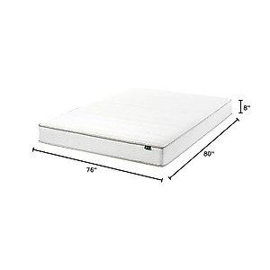 ZINUS 8 Inch Foam and Spring Hybrid Mattress [New Version], King, Fiberglass Free, Medium Firmness, Durable Support, Certified Safe Foams & Fabric, Mattress in A Box