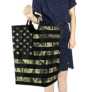 senya Large Laundry Basket, USA Flag Camouflage Vintage Laundry Hamper Foldable Clothes Bag with Handle Foldable Washing Bin