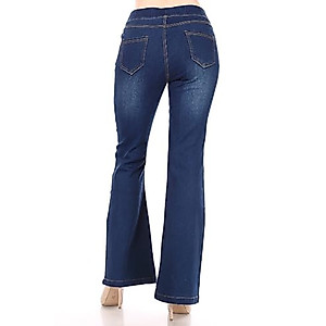Women's Flare Jeans Stretch Bootcut Denim Jean Jeggings Slim Flare Pants Dark Wash Blue Size M