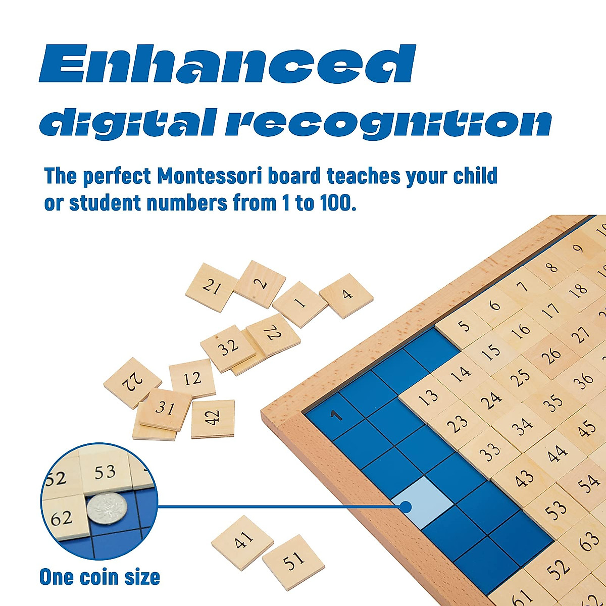 Montessori Toys for 3+ Year Old Hundred Board, Consecutive Counting Numbers 1-100 for Learning & Educational Toy- Math Games Board,Montessori Math Materials for Large Size 13.7" X 13.7 "X 0.4"