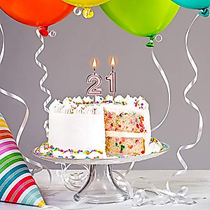 21st Birthday Candles Cake Numeral Candles Happy Birthday Cake Candles Topper Decoration for Birthday Wedding Anniversary Celebration Favor (Rose Gold)