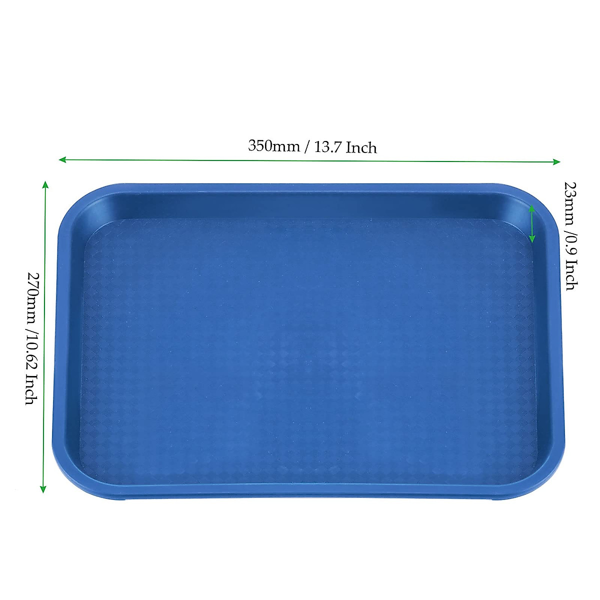 MAHIONG 15 Pack 14 x 10 Inch Blue Large Fast Food Tray, Rectangular Plastic Cafeteria Trays Restaurant Serving Trays, School Lunch Trays