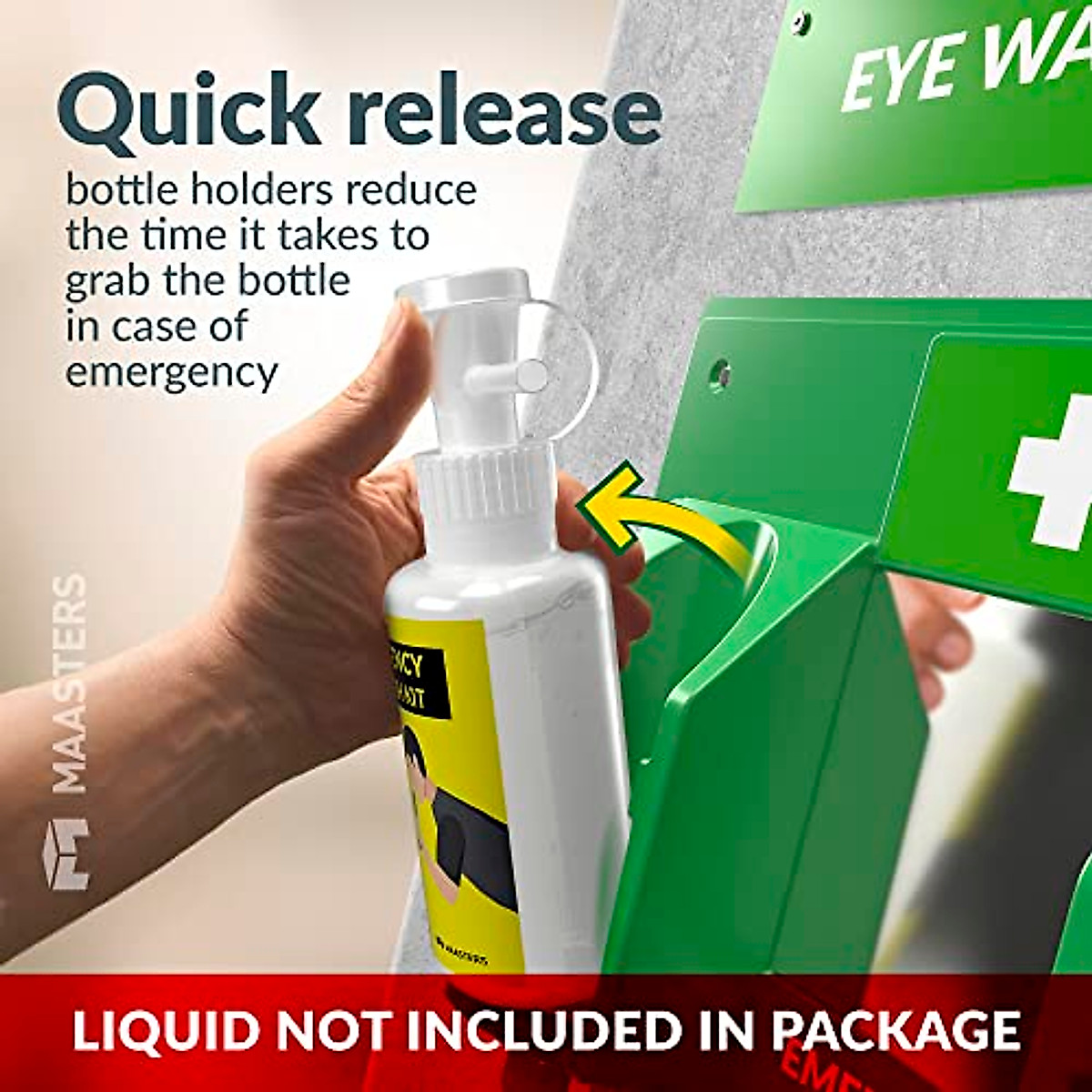 MAASTERS BPA Free Portable Eye Wash Station OSHA Approved - Wall-Mounted First Aid Eye Wash Kit w/Mirror & 2X 16oz Empty Bottles - No Eye Wash Solution Included - Emergency Eyewash - Set of 1