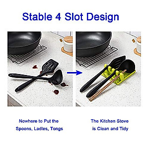 Hyshina Kitchen Utensil Rest with Drip Pad, Hanging Design, Heat-Resistant, BPA-Free Spoon Rest & Holder for Stove Top, Kitchen Utensil Holder for Spoons, Ladles, Tongs