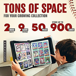 Baseball Card Binder with 900 Pockets, The Ultimate Baseball Card Holder Includes 50 Page Storage Sleeves to Organize and Protect Your Sports Cards Like a Pro