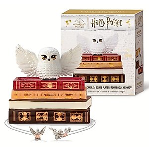 Charmed Aroma Harry Potter Hedwig Scented Candle and Jewelry Tray with Surprise Necklace Inside, 925 Sterling Silver, Jewelry Candle for Women, Home Décor | Collectible |Accessories Gift