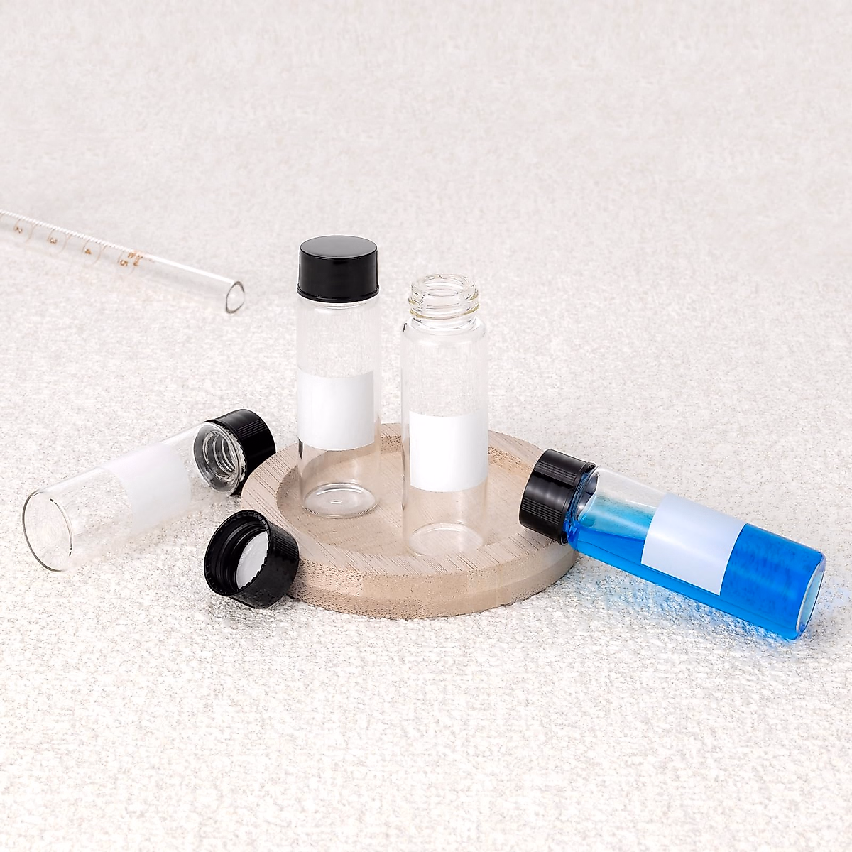 Kesell 15ml Clear Glass Bottle Liquid Sampling Sample Glass Bottles Vials with Writing Patch and Screw Cap, Pack of 8