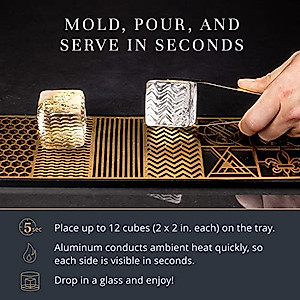 Clear Ice Cube Design Tray - Craft Modern Ice Molds for Bourbon & Cocktails in 5 Seconds - Whiskey Ice Mold Ice Cube Stamp – Bartender Accessories - Clear Ice Cocktails by Ash Harbor (Patterns)