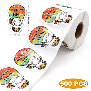 Muminglong 1.5 Inch Happy Mail Cat Sticker,Mail Sticker,Mail Carrier Sticker, Small Business, Handmade Sticker,Packaging Sticker, 500 PCS