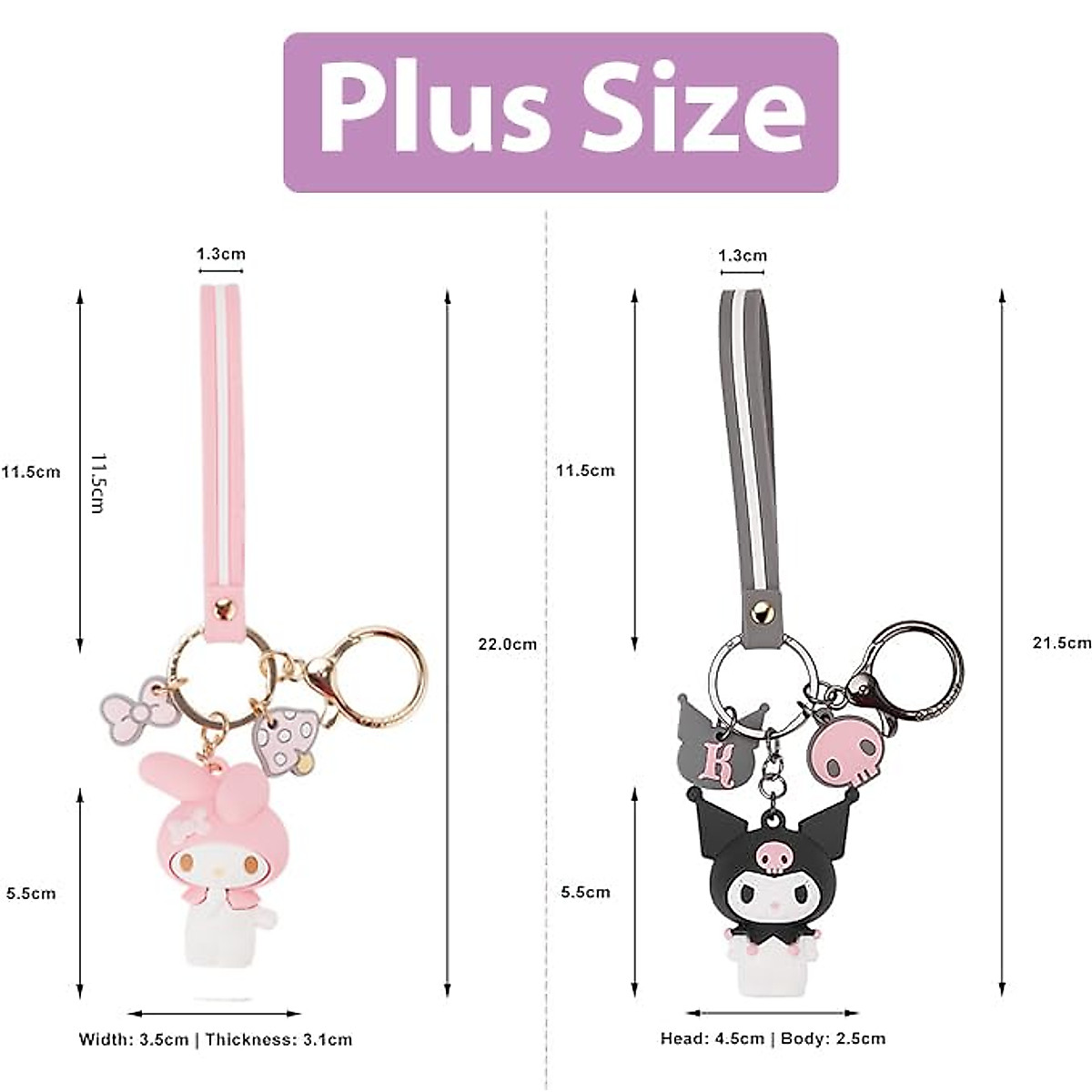 Moonjam Keychain for Women Girls Anime Keychains, Hello Kitty, My Melody, Kuromi, Cinnamoroll, Pompompurin Cartoon Kawaii Keychain [1/3/5/7Pcs]