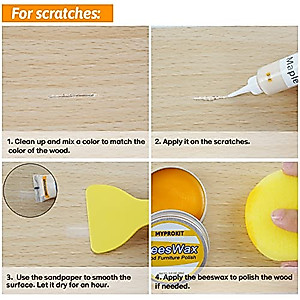 MYPROKIT Wood Filler, Wood Furniture Repair Kit, Wood Floor Scratch Remover with 18 Colors, Wood Putty and Beeswax for Wood Stains, Holes, Laminate, Cabinet, Tables, Cherry, Oak, Walnut - Set of 31