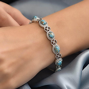 SHOP LC DELIVERING JOY Stainless Steel Turquoise Healing Bolo Bracelet Stylish Fashion Unique Gifts for Women Jewelry for Women Boho Western Birthday Gifts