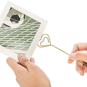 Mezchi 100 Pcs Metal Wire Floral Picks, 13 Inch Gold Place Card Holder Stand Picks, 10 Styles Wire Photo Menu Note Holder, Gift Card Holder for Wedding and Party Favor