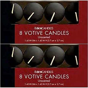 Votive Candles Premium Quality - Black Set of 16 in Two Packs of 8