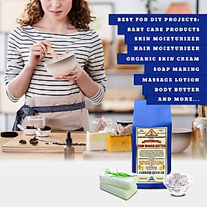 Ancient Health Remedies Organic Unrefined Raw MANGO BUTTER 1 LB (16 oz) BLOCK Bulk, Light Mango Aroma, Non-Greasy Base for Beauty, Skin Moisturizing, DIY Base for Body Butters & Hand Cream (INDIA)