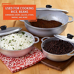 IMUSA USA Traditional Colombian Natural Caldero Matching Aluminum Lid 3-Piece (3.5/7.0/11.0 Quart) Dutch Oven Set, Silver (GAU-89224DS), Large