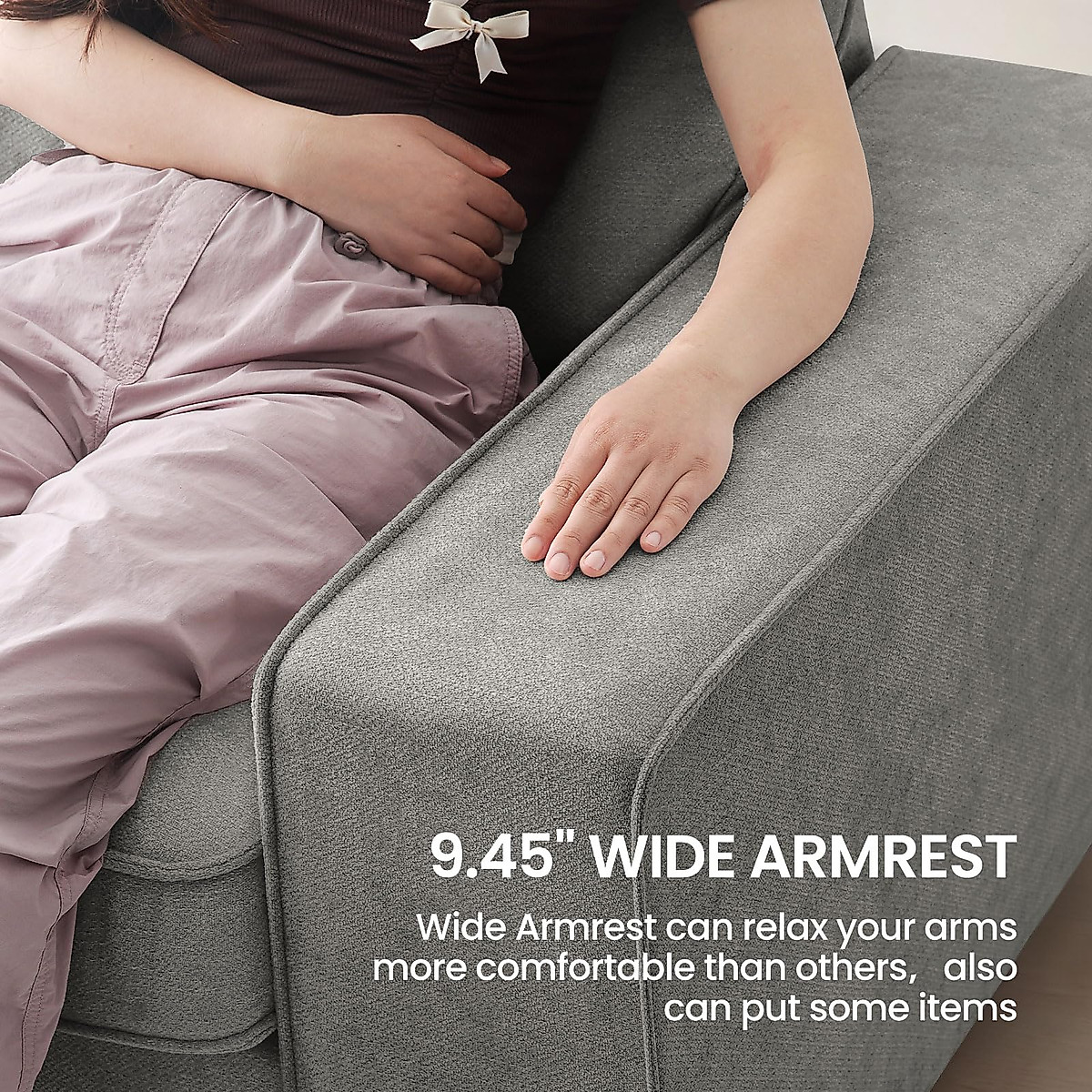 Wichvens 88.58" Oversized Loveseat Sofa for Living Room,Plush Chenille Modern Sofas & Couches with Wide Armrest，Solid Wood Leg and Removable Sofa Cushion,Easy to Install(Light Grey)