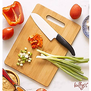 Bulfyss Large Natural Bamboo Wood Chopping Cutting Board For Kitchen Vegetables, Fruits & Cheese, Bpa Free, Eco-Friendly, Anti-Microbial Standard Natural Bamboo Standard Natural Bamboo
