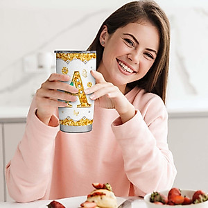 Initial A Tumbler Mug Gifts,Monogrammed Sunflower Gifts for Women,Personalized Gifts,Personalized Tumbler Cup for Wedding Birthday Graduation Party,Unique Initial Gifts for Women Her Mom Teacher 20oz