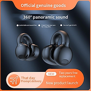 Open Ear Clip Headphones, Wireless Earbuds Bluetooth 5.3, Sports Earbuds Built-in Microphone with Charging Case & Display, Waterproof Fitness Earbuds for Running