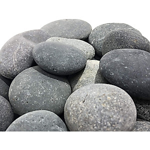 AA Plus Shop 50 Lb. Premium Black Grey Mexican Beach Pebbles 3-5 inches, Decor, Garden, Landscape, Pathways, Backyard, Rock Pebble
