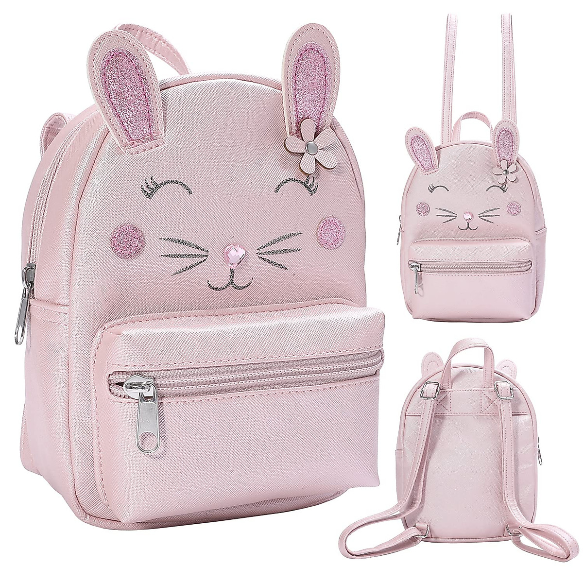PinkSheep Toddler Backpack Toddler Bag Cute Pink Rabbit Bag for 3-13 Years Little Grils Kids