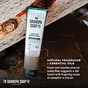 The Grandpa Soap Company Pine Tar Body Wash - Dermatologist Recommended to Cleanse & Moisturize Irritated Skin, Deodorizing Power, With Pine Tar & Tea Tree Oil, 9.5 Fl Oz