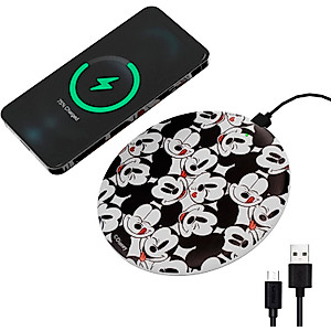 Disney Mickey Mouse Wireless Charging Pad- Wireless Charging Station Universally Compatible with All Qi Enabled Devices- Mickey Mouse Gifts for Adults and Fans of All Ages