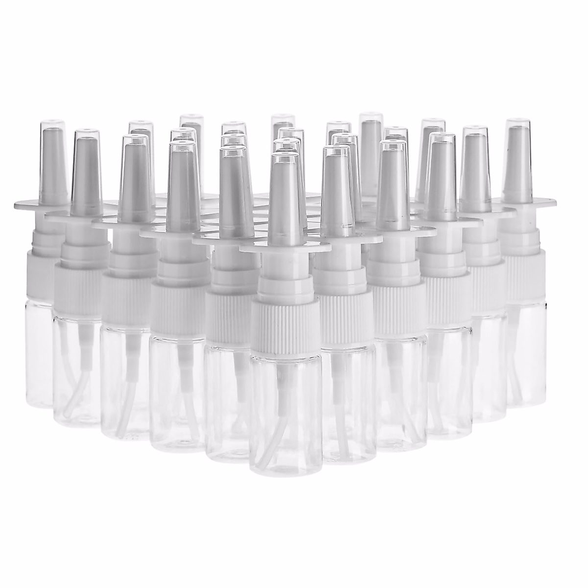 24 Pack Clear Empty Nose Spray Bottle, Reusable Nasal Bottle for Travel Case (0.35 Oz)