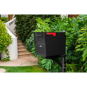 Architectural Mailboxes Oasis TriBolt Galvanized Steel, Locking Post Mount Mailbox, Compatibility Code H, 620020B-10, Black, Extra Large Capacity