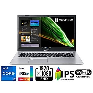 Acer Aspire 5 A517-52-75N6 Laptop | 17.3" Full HD IPS Display | 11th Gen Intel Core i7-1165G7 | Intel Iris Xe Graphics | 16GB DDR4 | 512GB SSD | WiFi 6 | Fingerprint Reader | BL Keyboard | Windows 11