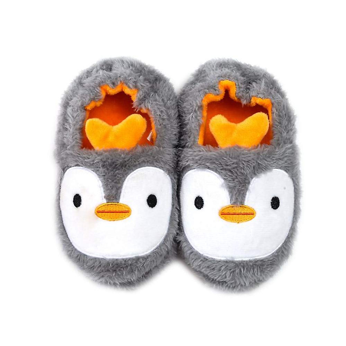 Csfry Toddler Boys Girls House Slippers Cartoon Warm Home Shoes Indoor Bedroom Orange