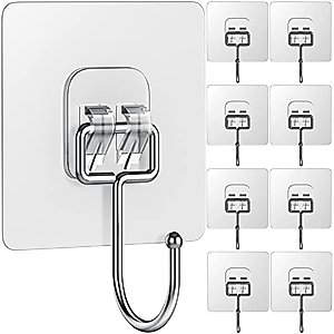 Large Adhesive Hooks 24 Pack, BIRKINHOME 22lb Heavy Duty Wall Hook for Hanging, Large Waterproof Stick on Hooks for Organization, |Waterproof | Rustproof |Easy to Install