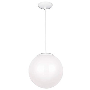 Sea Gull Lighting 6024-15 Leo Globe Pendant Hanging Modern Fixture, One - Light, White