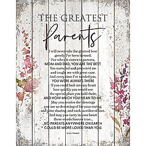 DEXSA Greatest Parents Wood Plaque - Made in the USA - 11.75 in x 15 in - Classy Vertical Frame Wall Hanging Decoration | Mom & Dad, you are the Best | Christian Family Religious Home Decor Saying